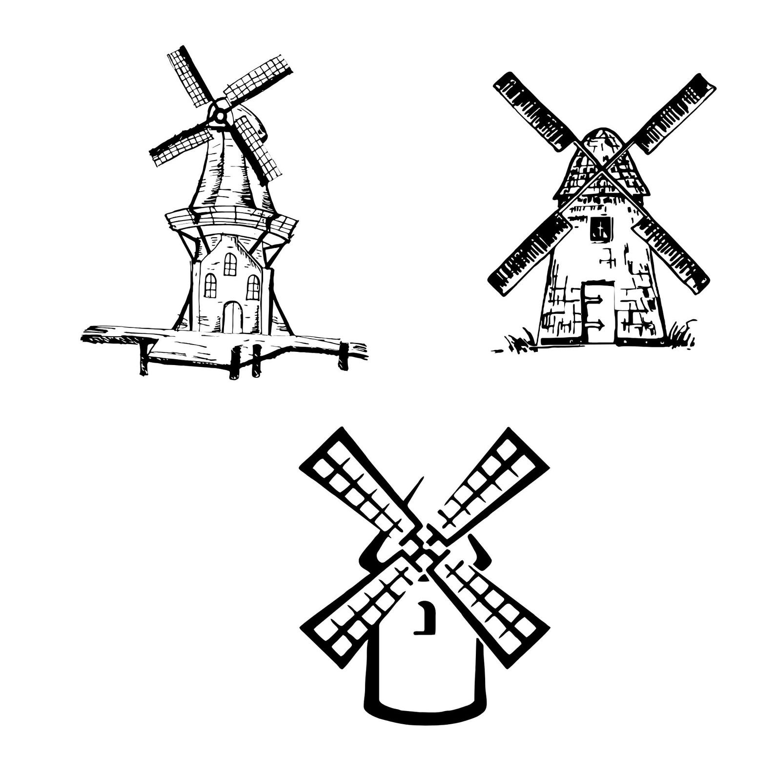 Windmill Svg Bundle, Windmill Clipart, Dutch Windmil Vector, Old ...