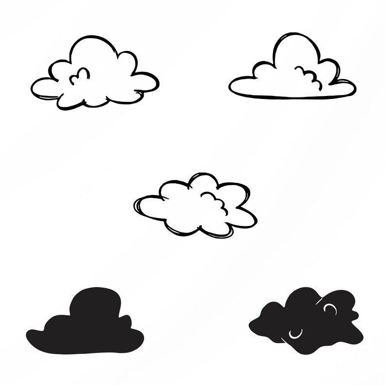 Clouds Svg Bundle Clipart Cricut Clouds Silhouette Fluffy Clouds Vector ...