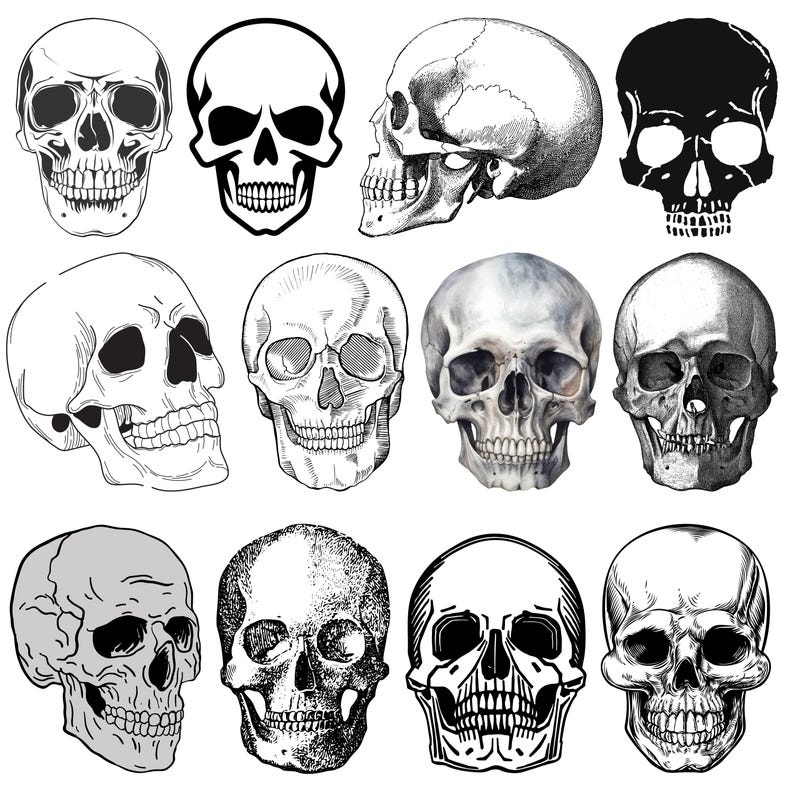 Skulls SVG Bundle, Skull Cut Files for Cricut, Skull Clipart, Skeleton ...