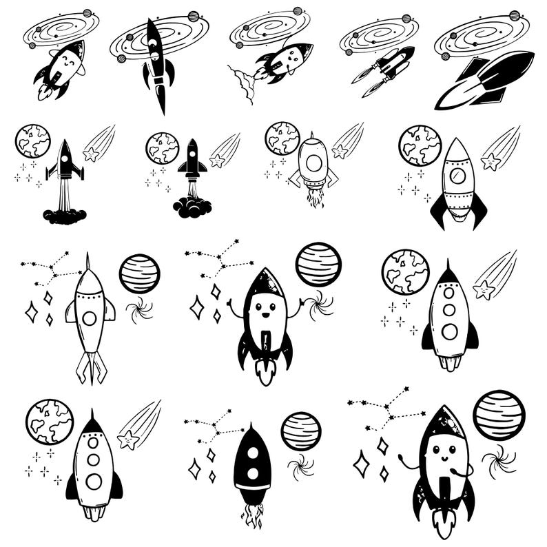 Rocket Svg Bundle, Space Shuttle Clipart, Spaceship Vector, Rocket Decal, Rocket Cut Files ...