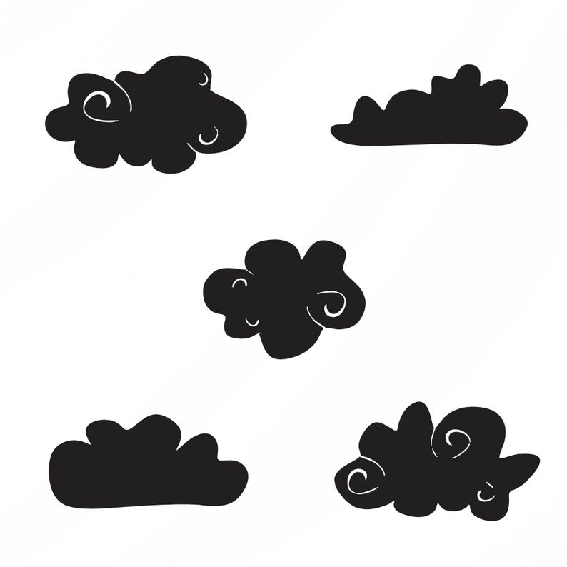 Clouds Svg Bundle Clipart Cricut Clouds Silhouette Fluffy Clouds Vector ...