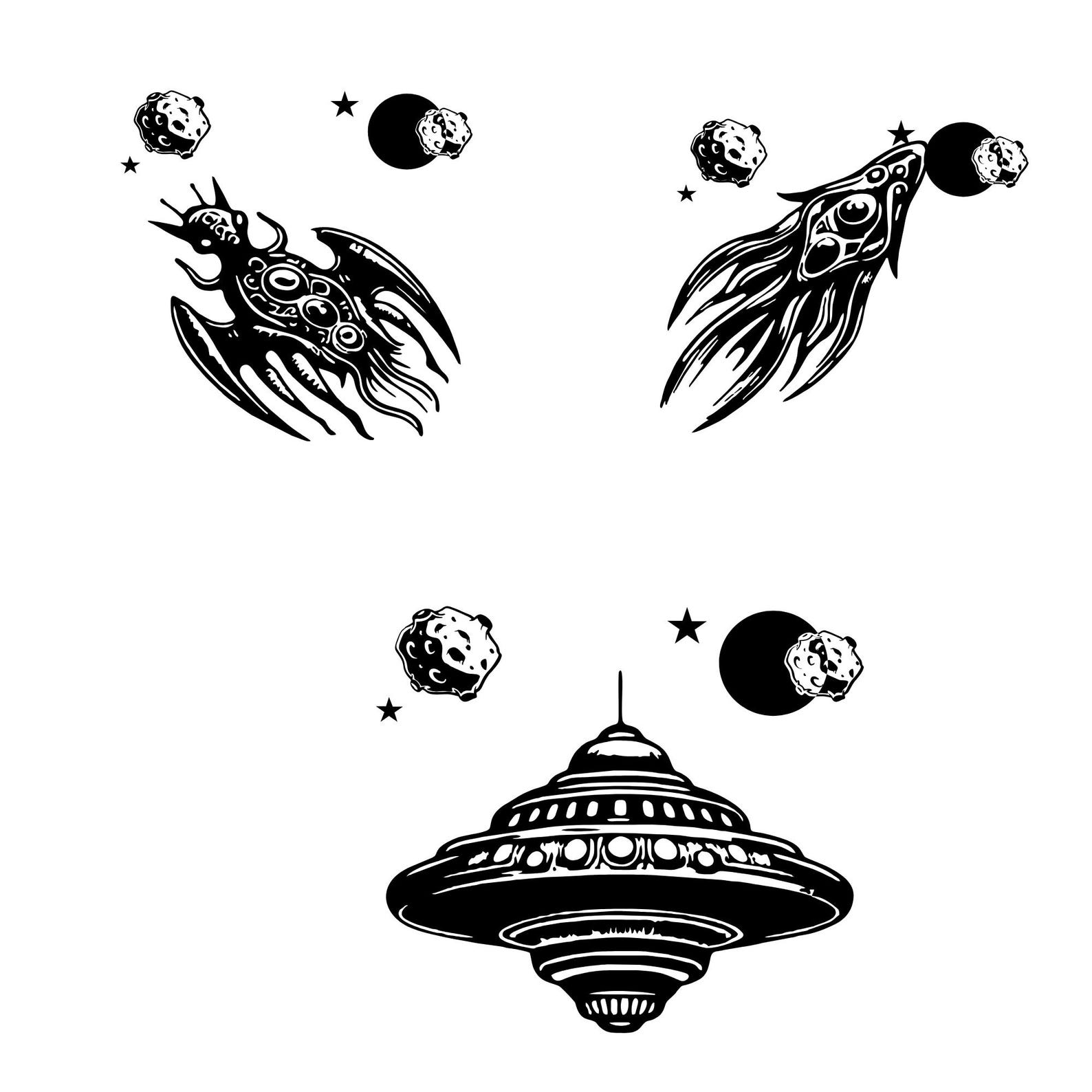 Ufo Svg Bundle, Aliens UFO Clipart, UFO Vector, Alien Decal, Space Ufo ...