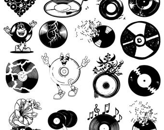 Vinyl Record Svg Bundle, Vinyl Disc Clipart, Vinyl Record Vector ...