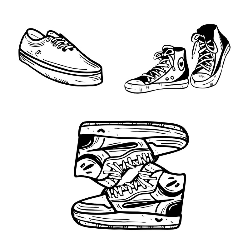 Sneaker Svg Bundle, Sneakers Clipart, Running Shoes Vector, Floral ...