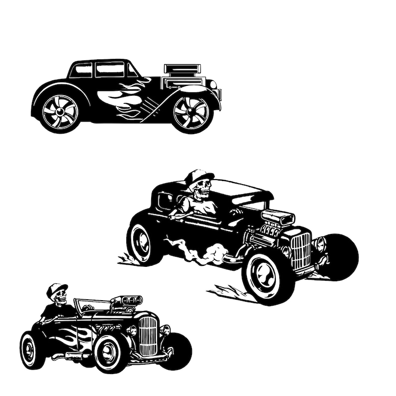 Hot Rod Svg Bundle, Hot Rod Clipart, Classic Car Vector, Vintage Car ...