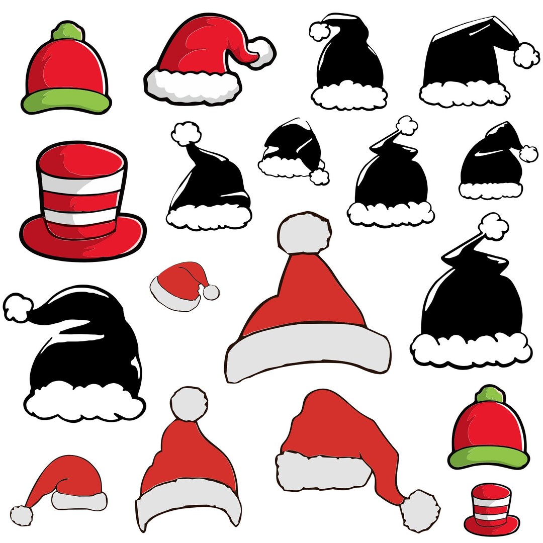 Santa Hat Svg Bundle, Christmas Santa Hats Clipart, Santa Hats Vector ...