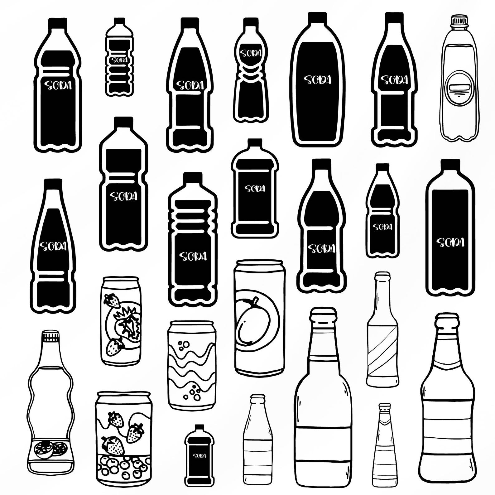 Soda Svg Bundle Clipart Cricut Drinks Silhouette Soda Drinks Vector Bar ...