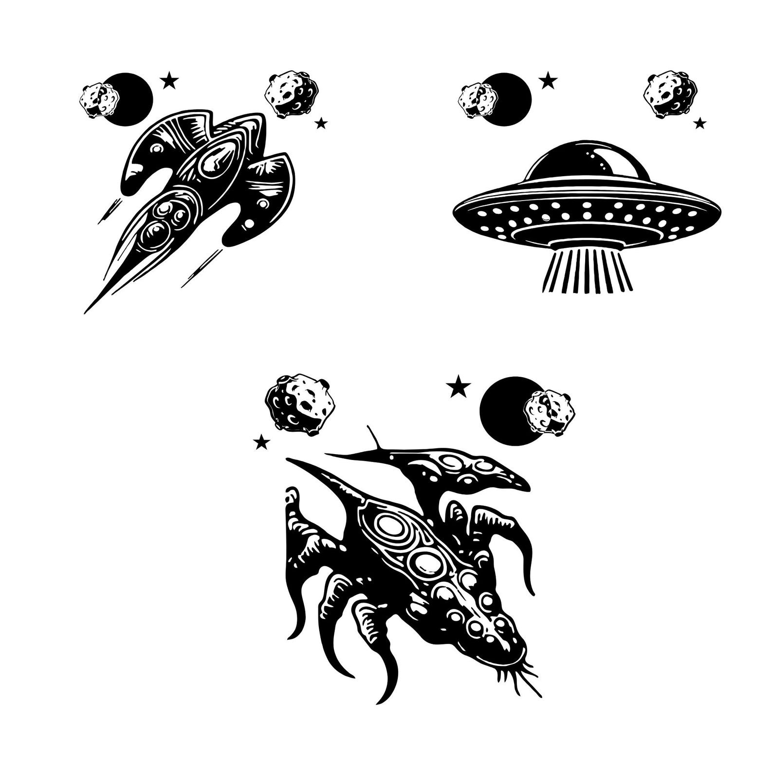 Ufo Svg Bundle, Aliens UFO Clipart, UFO Vector, Alien Decal, Space Ufo ...