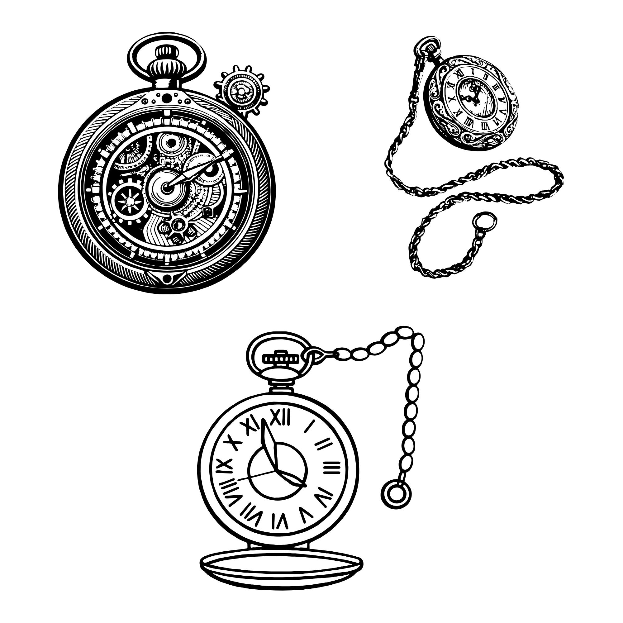 Pocket Watch Svg Bundle, Vintage Pocket Watch Clipart, Pocket Watch ...