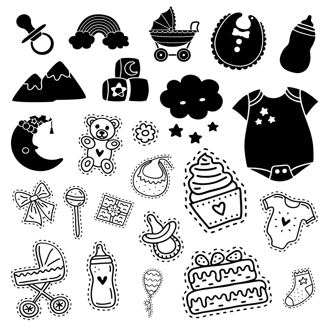 Baby Svg Bundle Clipart Cricut Baby Shower Silhouette Kindergarten ...
