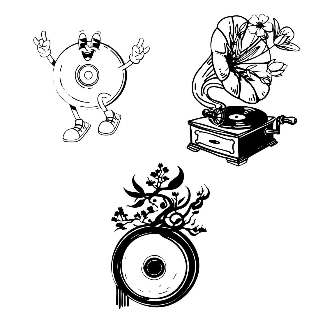 Vinyl Record Svg Bundle, Vinyl Disc Clipart, Vinyl Record Vector ...