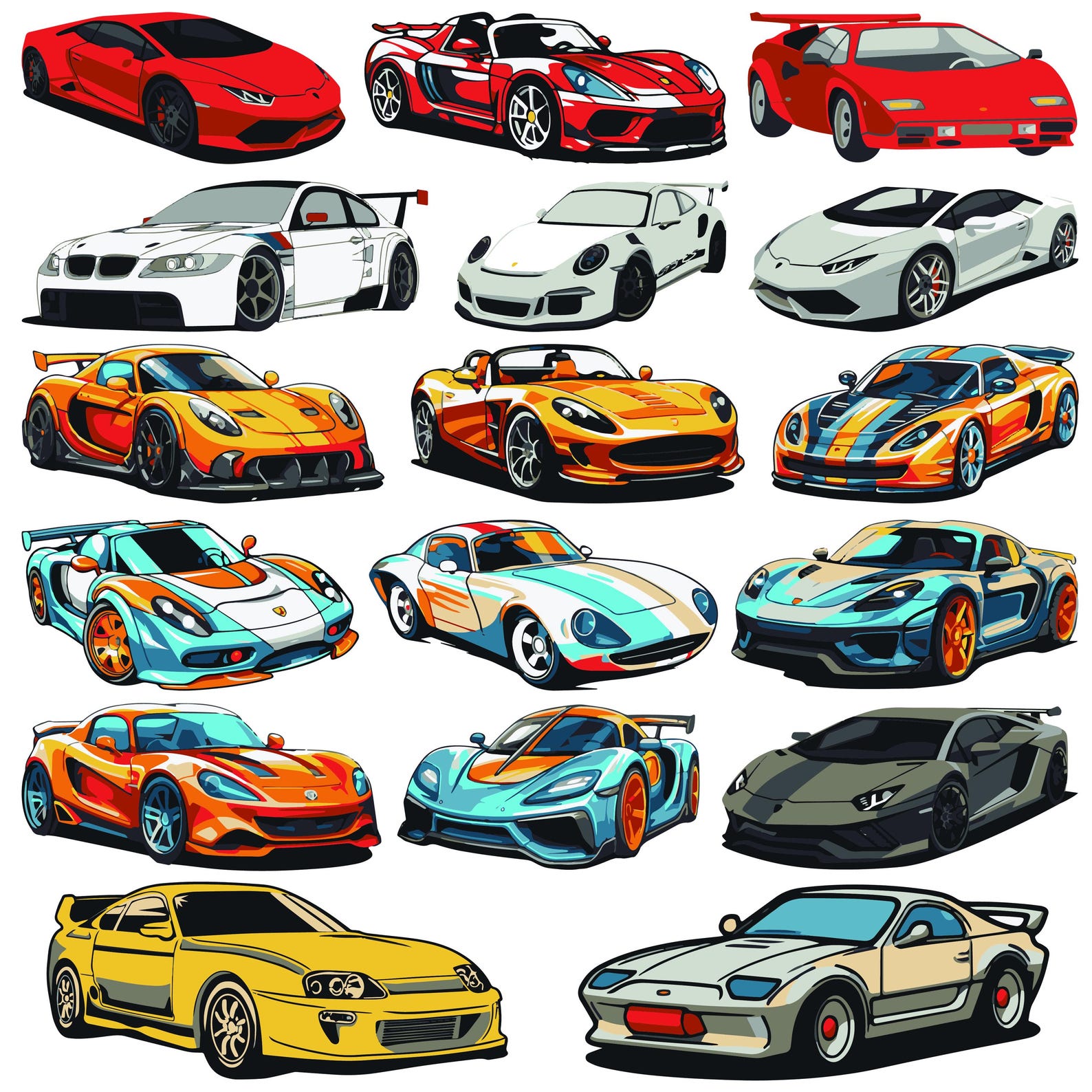 Sport Car SVG Bundle, Sportcar Vector, Sports Car Silhouette, Super Car ...