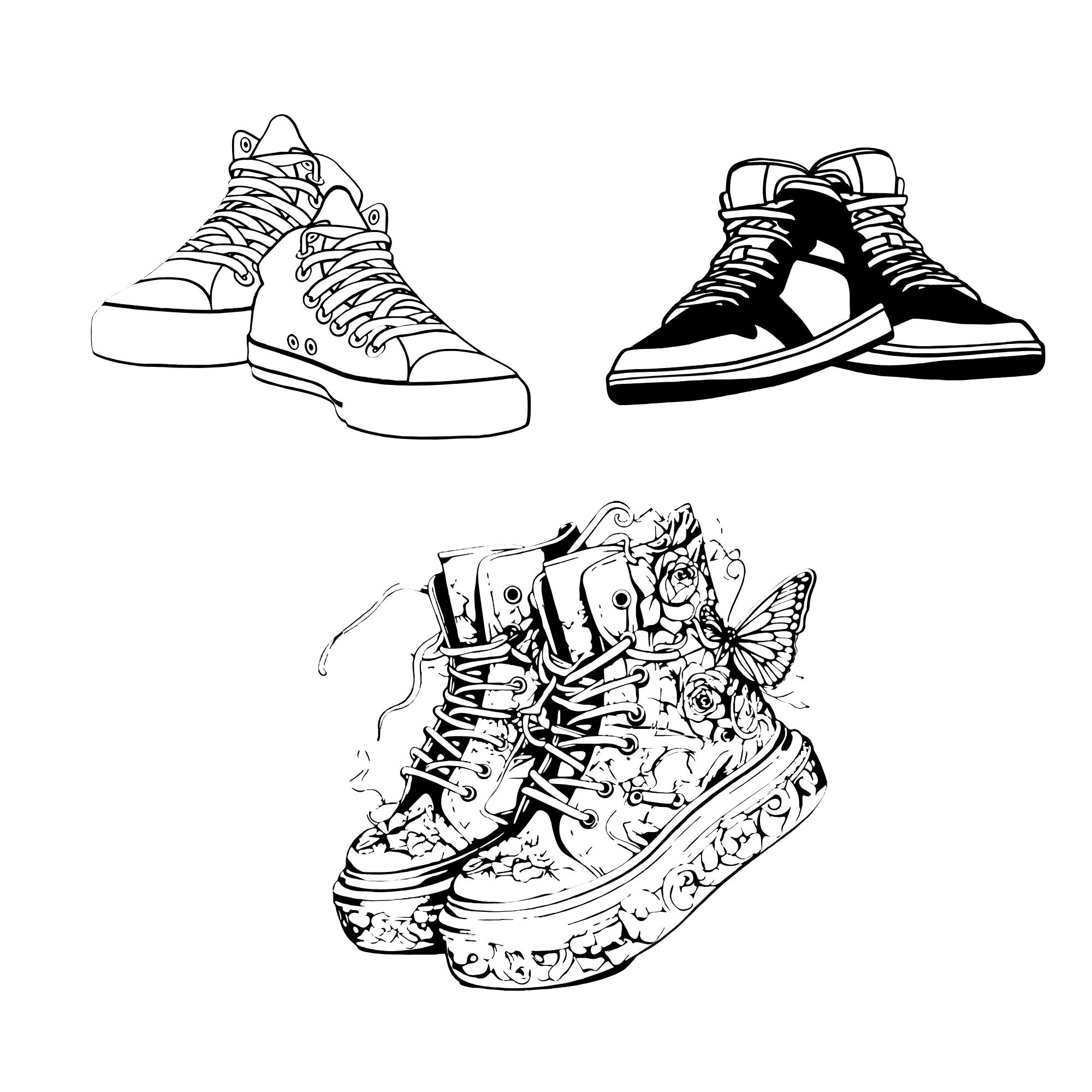 Sneaker Svg Bundle, Sneakers Clipart, Running Shoes Vector, Floral ...