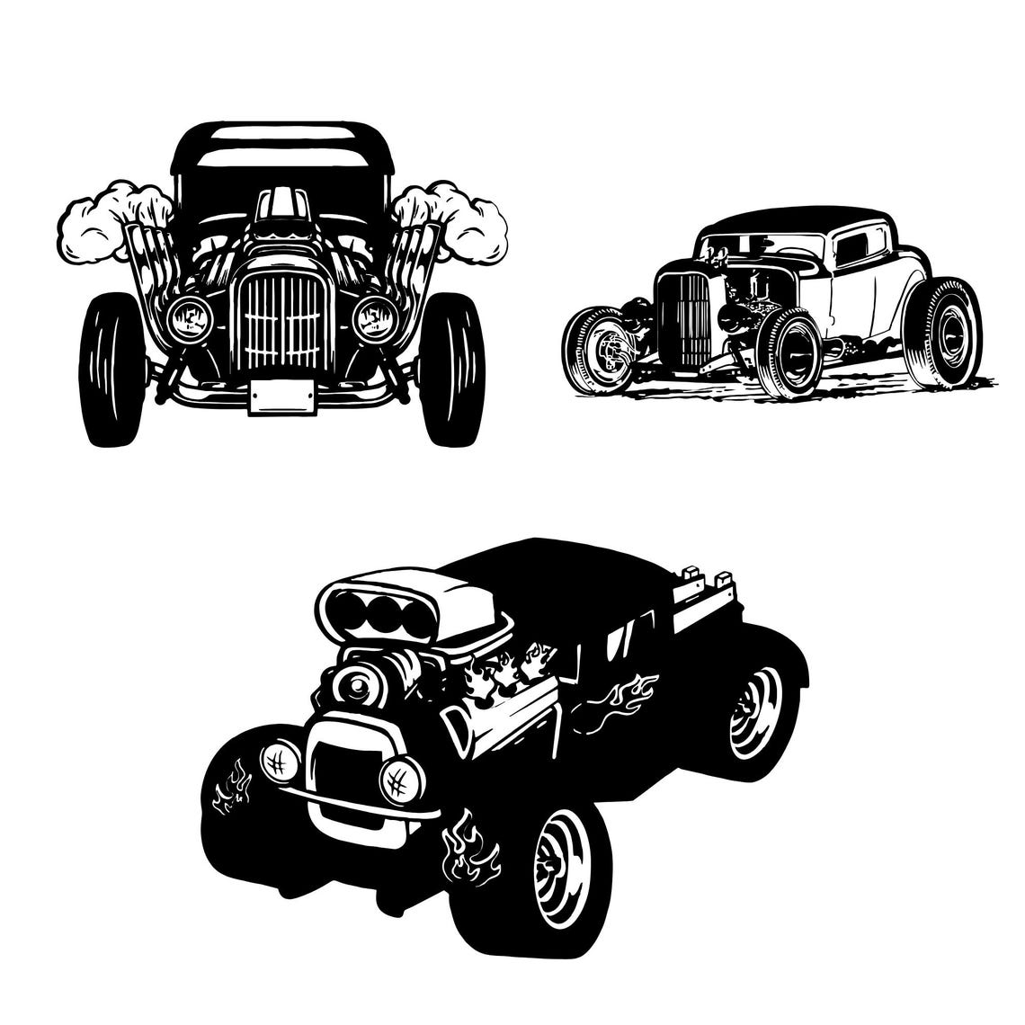 Hot Rod Svg Bundle, Hot Rod Clipart, Classic Car Vector, Vintage Car ...