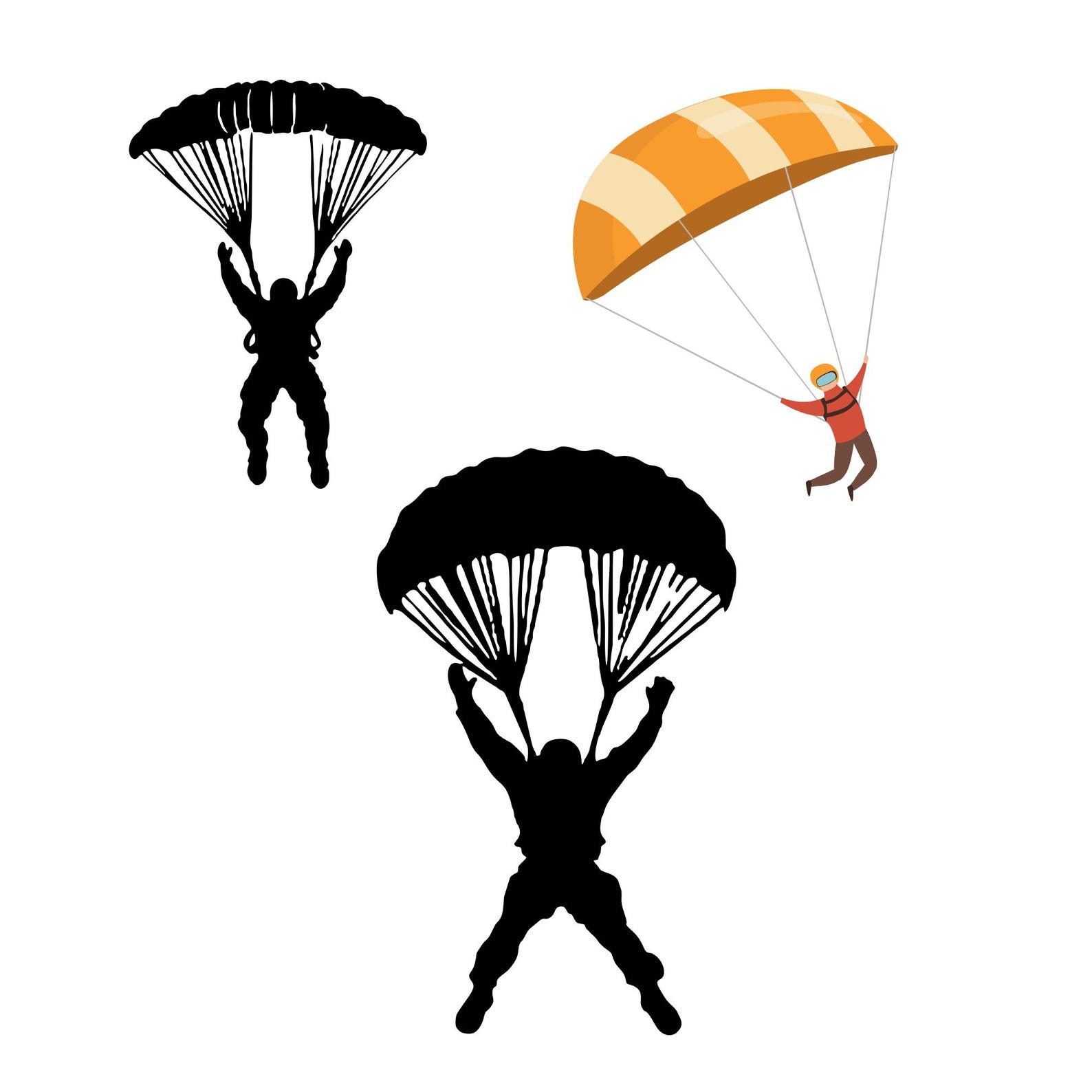 Parachute Svg Bundle, Skydivers Clipart, Jumping Vector, Parachute ...