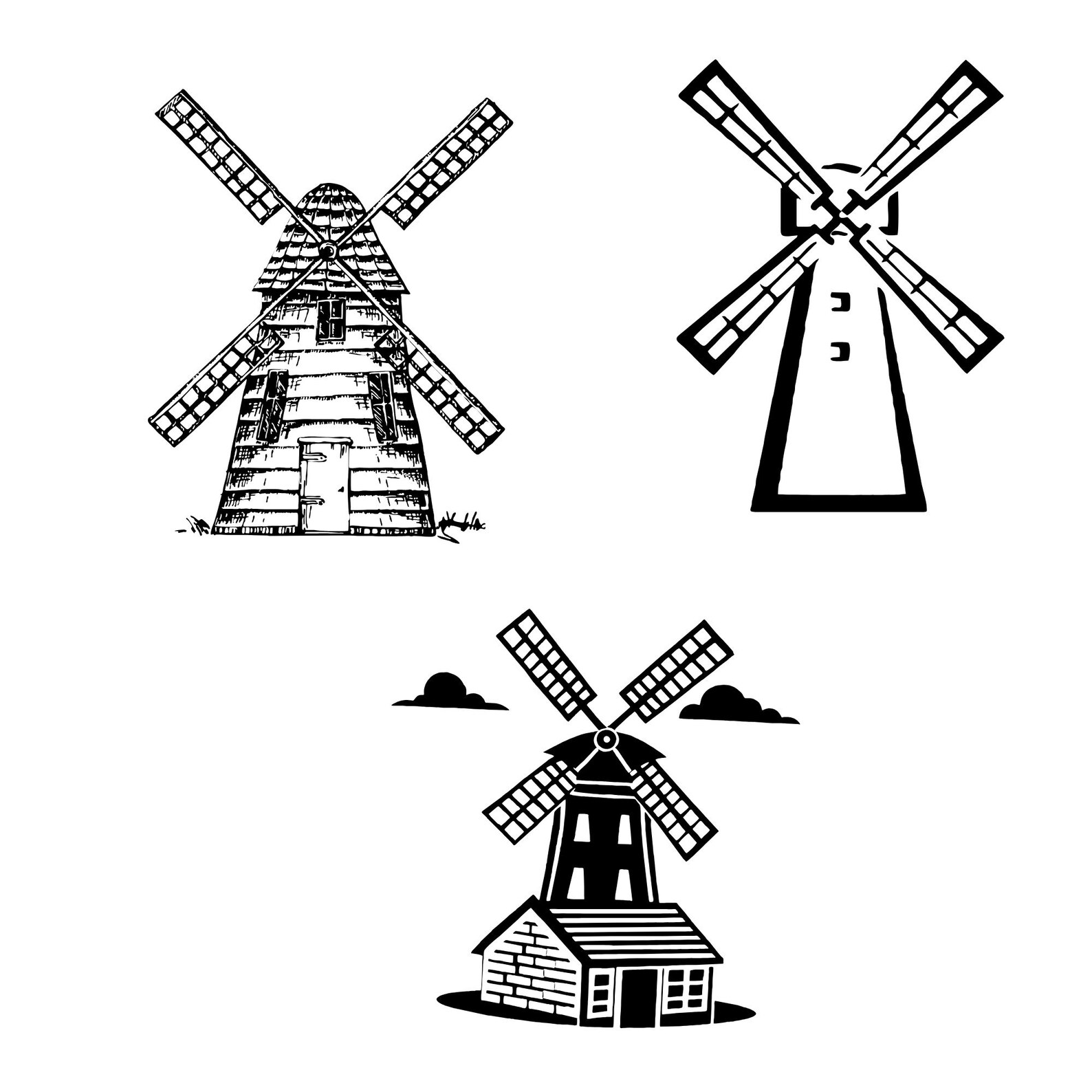 Windmill Svg Bundle, Windmill Clipart, Dutch Windmil Vector, Old ...