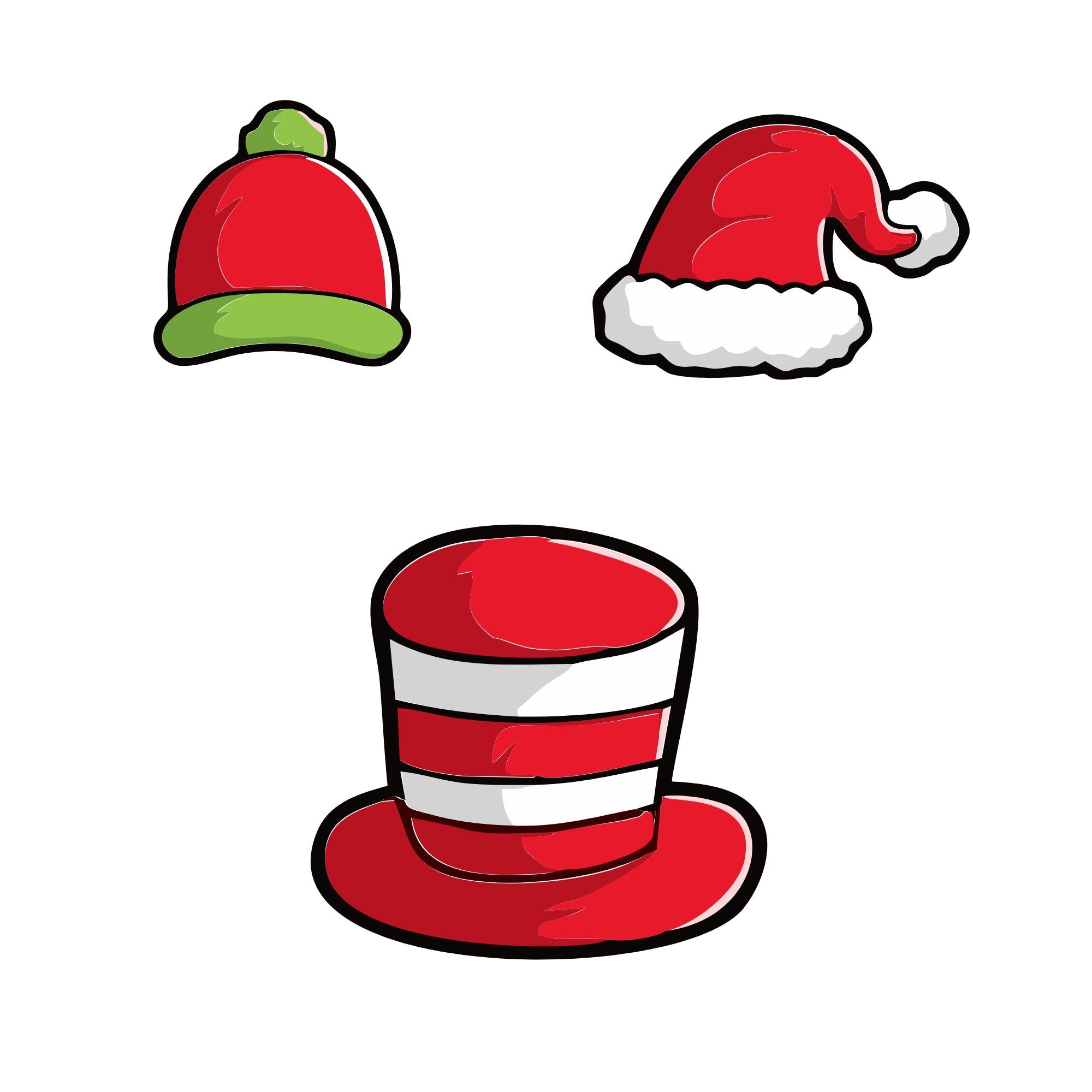 Santa Hat Svg Bundle, Christmas Santa Hats Clipart, Santa Hats Vector ...