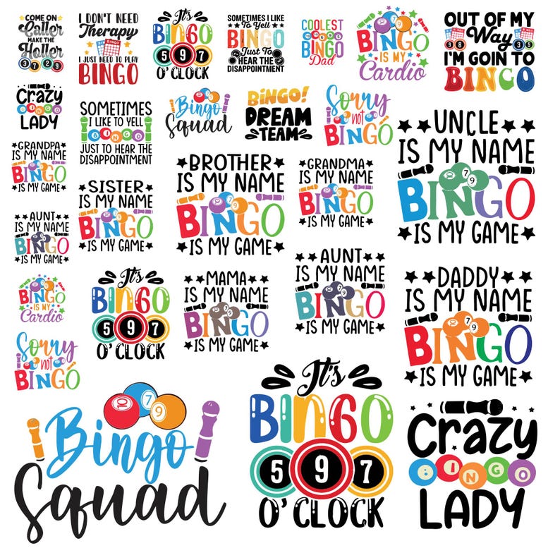 Bingo Svg Bundle, Bingo Clipart for Cricut, Bingo Quotes Silhouette ...