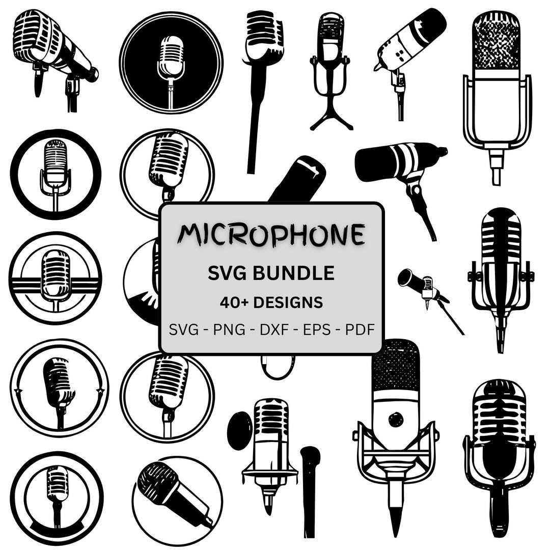 Microphone SVG Bundle, Microphone PNG Bundle, Microphone Clipart ...