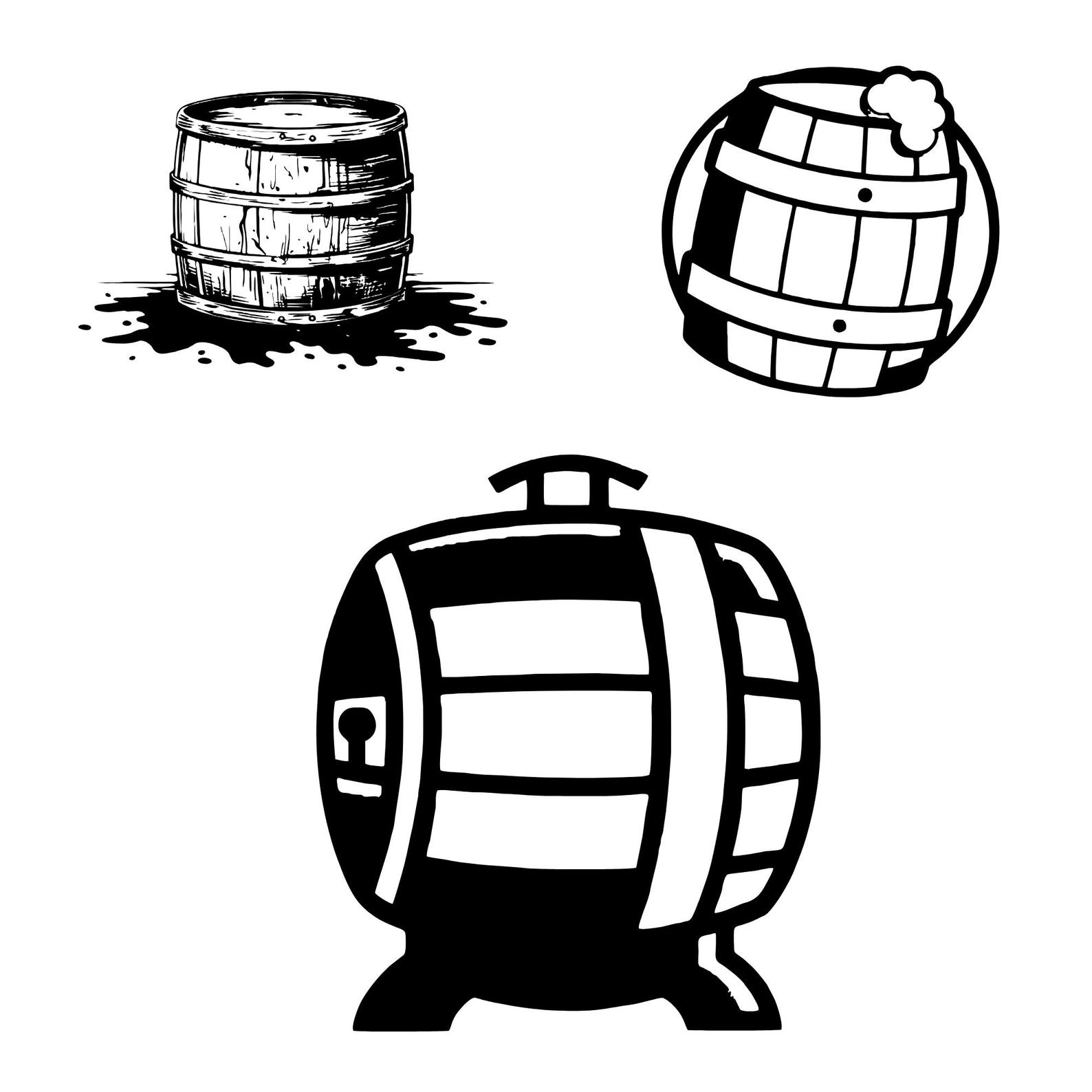 Barrel Svg Bundle, Wood Barrel Clipart, Beer Keg Vector, Barrel Decal ...