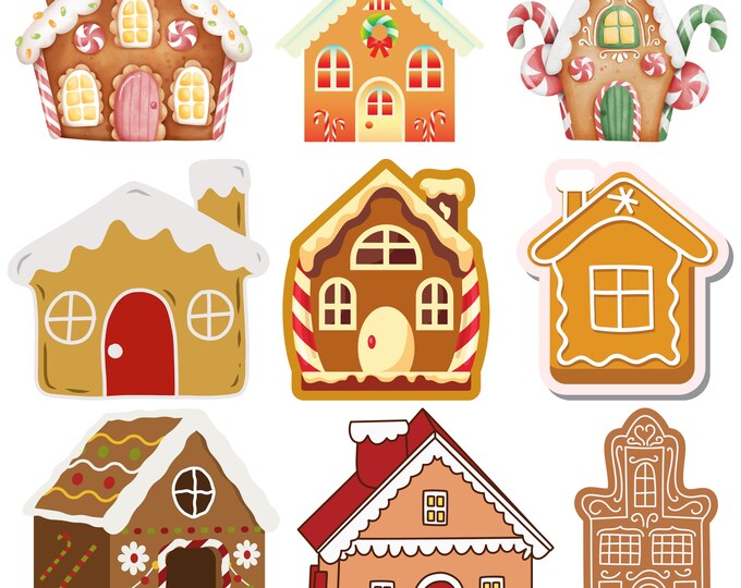 Gingerbread House SVG Bundle, 9 Gingerbread House Clipart, Christmas ...