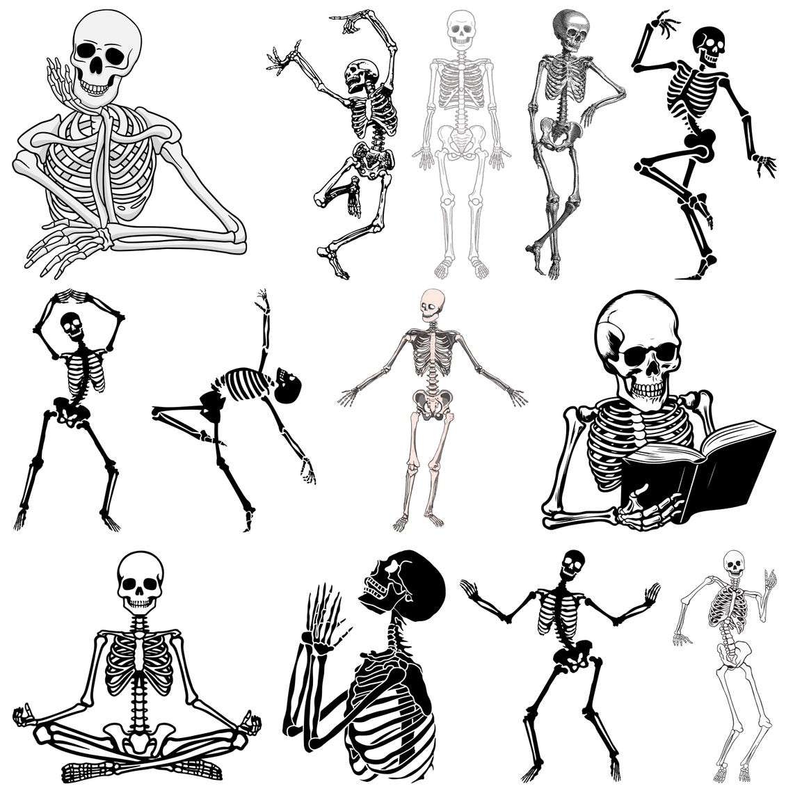 Skeleton Svg Bundle, Skeleton Cut Files for Cricut, Skeleton Clipart ...