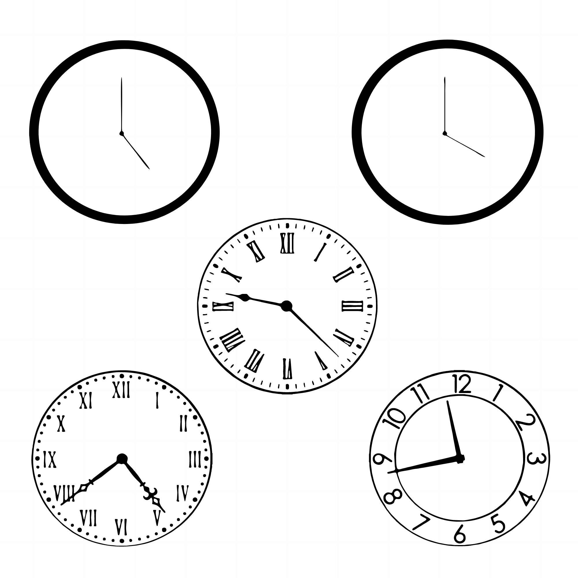 Clock Face Svg Bundle, Clock Face Clipart for Cricut, Clock Silhouette ...
