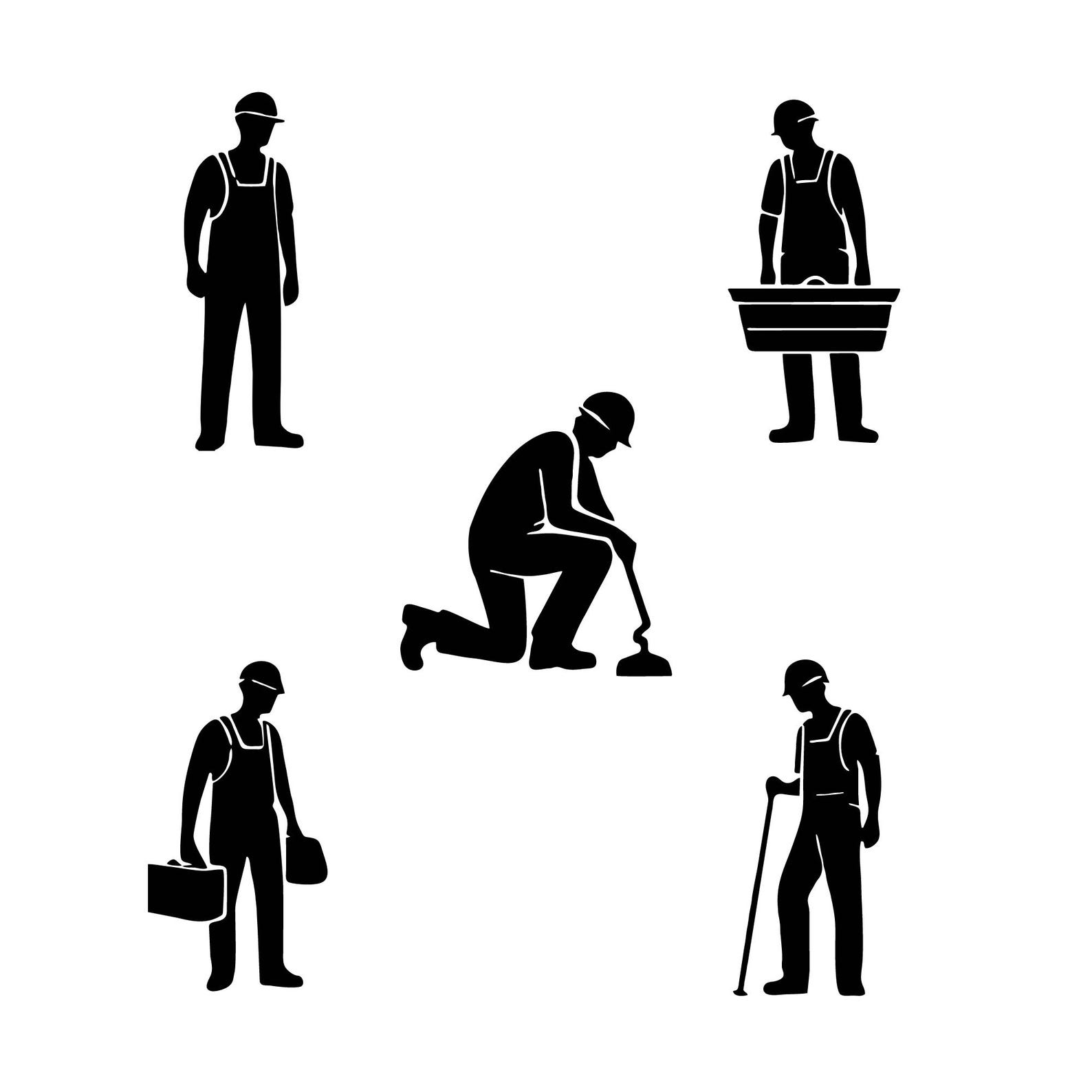 Worker Svg Bundle, Construction Worker Clipart for Cricut, Social ...