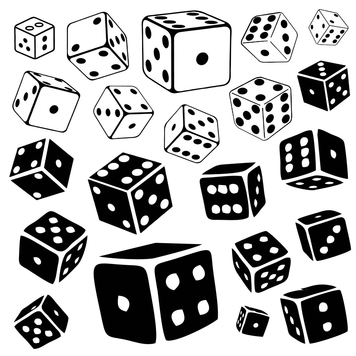 Dice Svg Bundle Clipart Cricut Casino Silhouette Two Dice Vector Luddo ...
