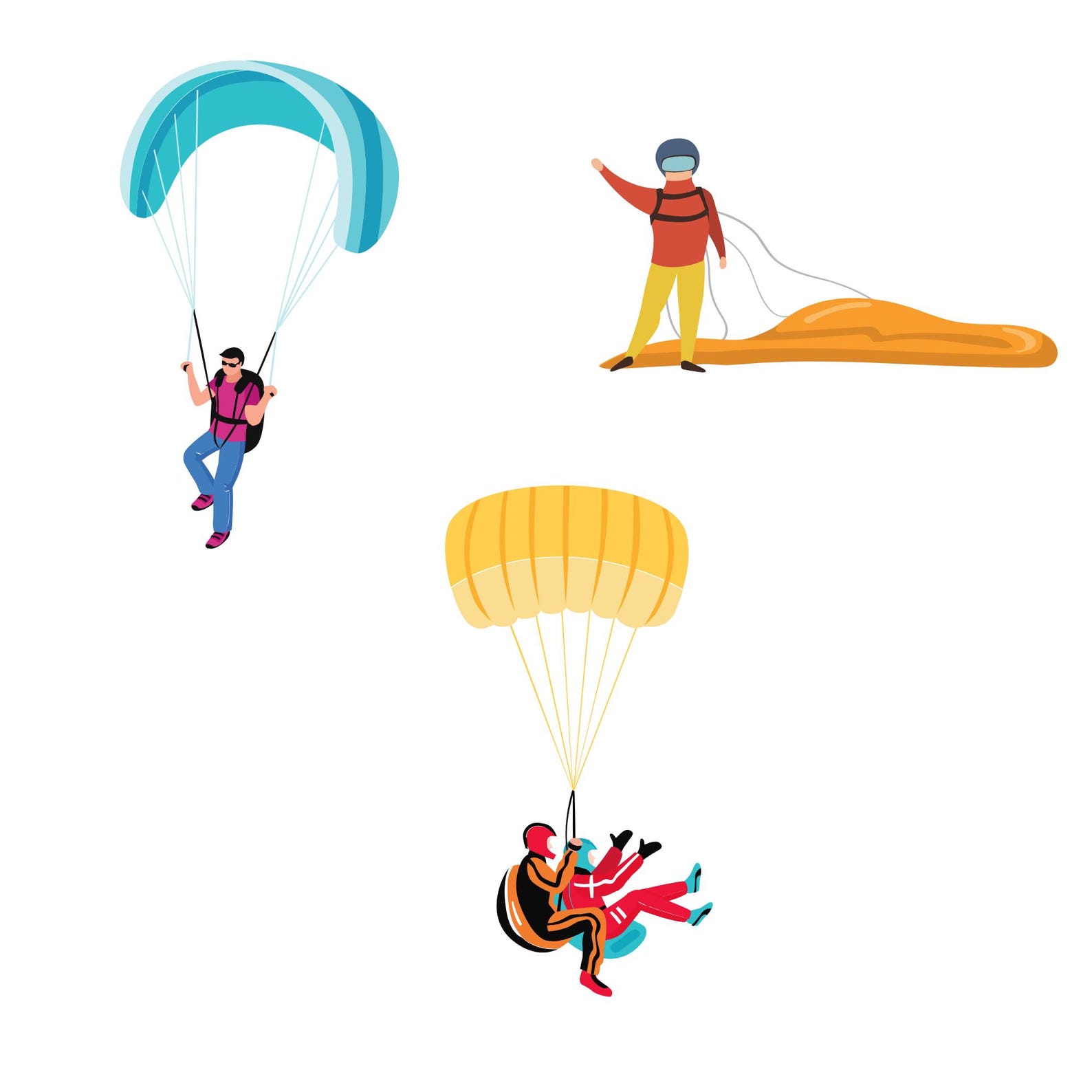 Parachute Svg Bundle, Skydivers Clipart, Jumping Vector, Parachute ...
