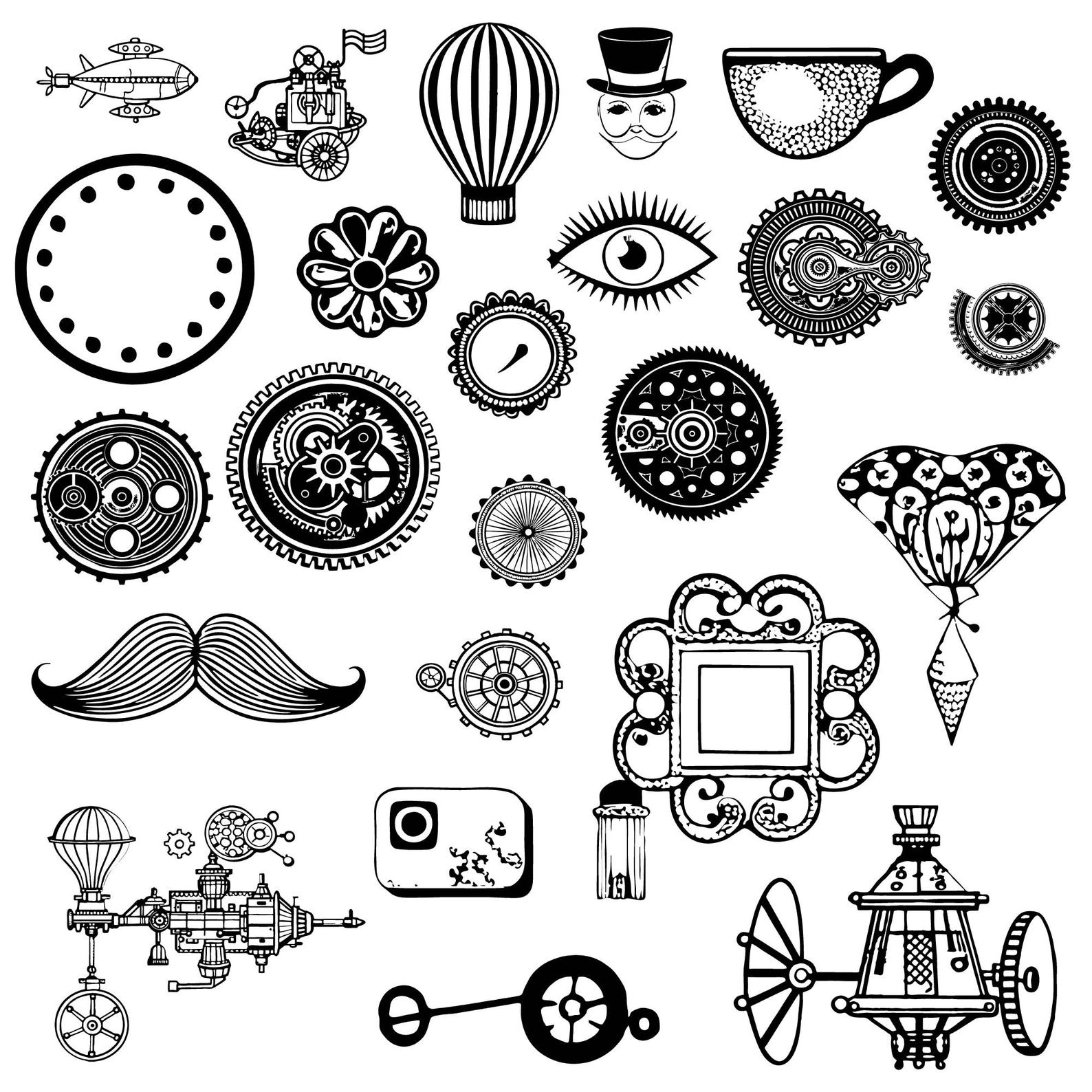 Steampunk Svg Bundle, Gear Clipart for Cricut, Steampunk Silhouette ...