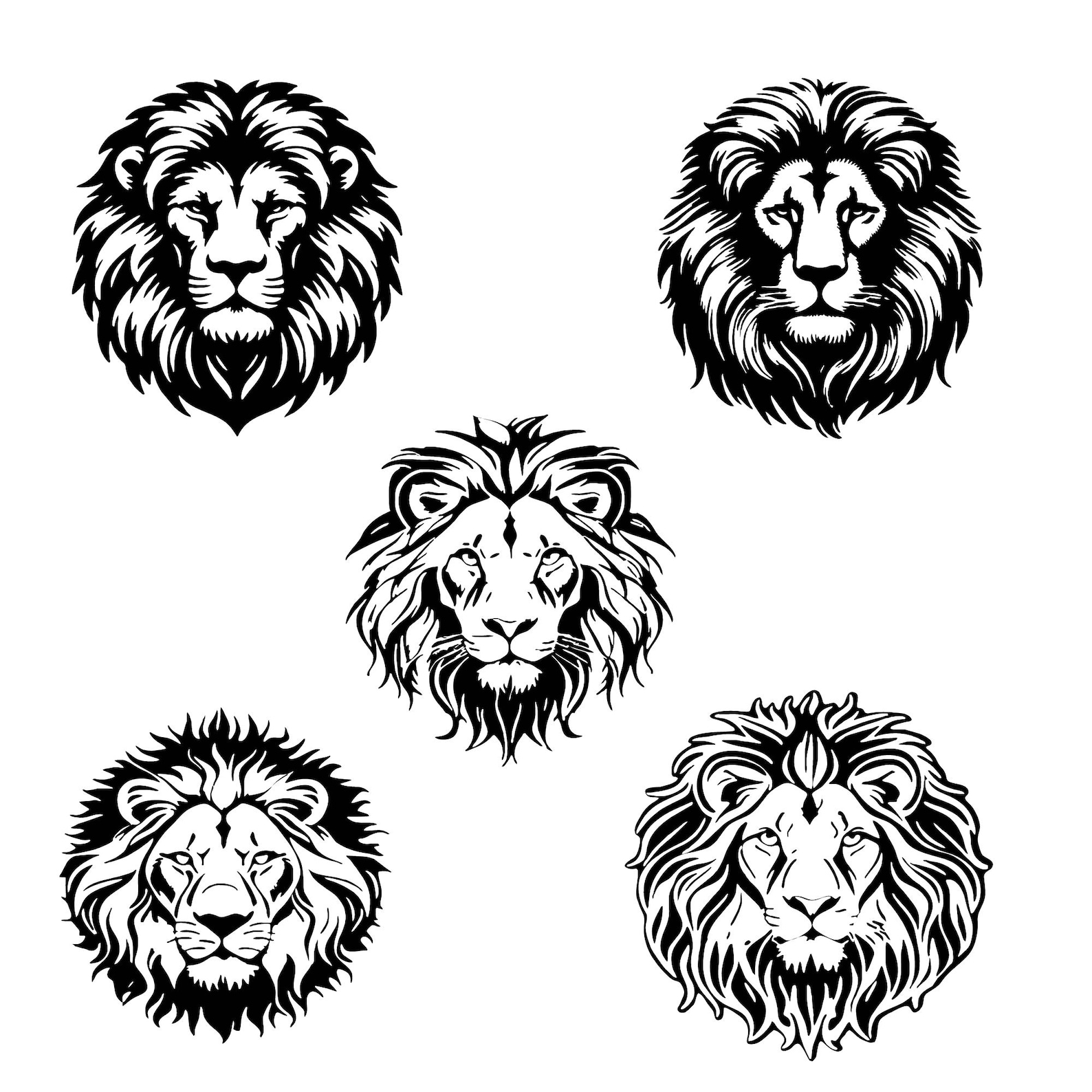 Lion Svg Bundle, Lion Head Clipart for Cricut, Lion King Silhouette ...
