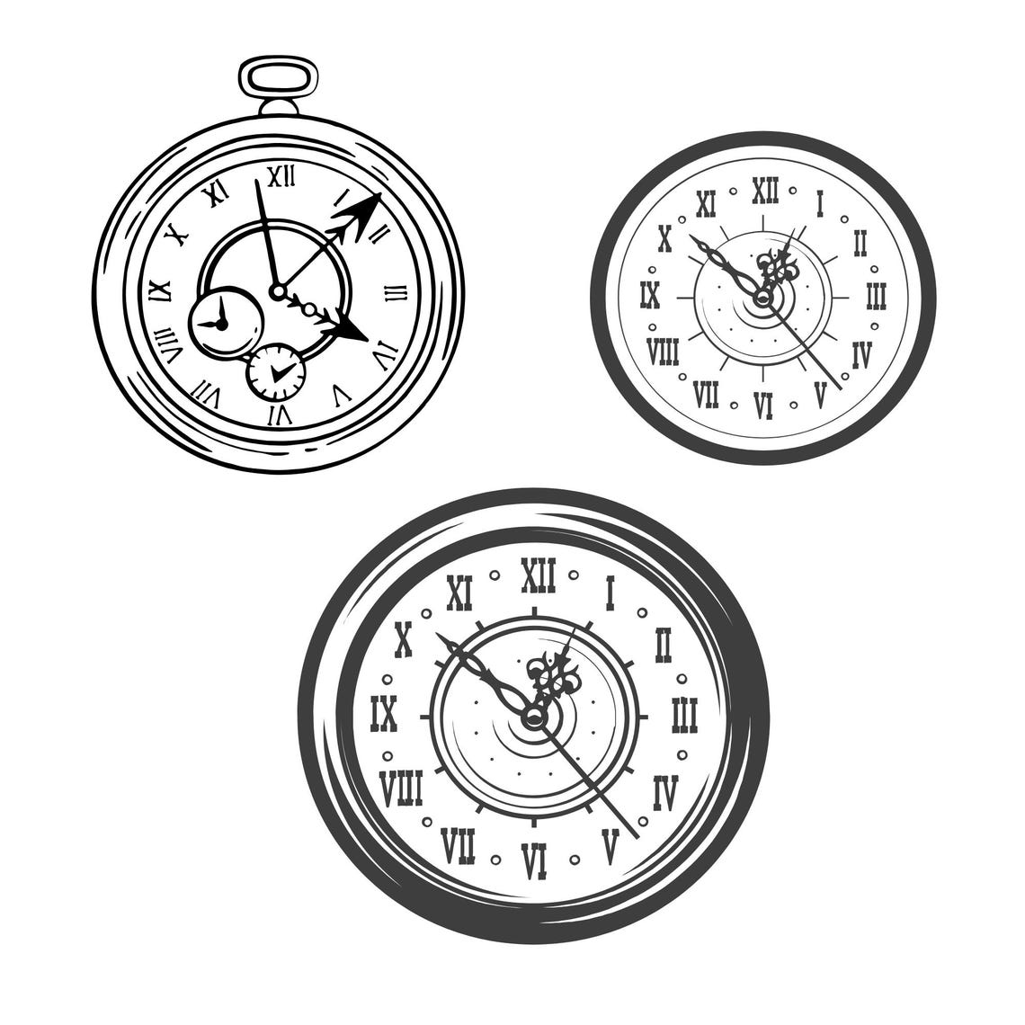 Pocket Watch Svg Bundle, Vintage Pocket Watch Clipart, Pocket Watch ...