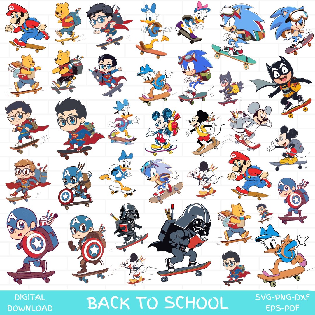 Cartoon Svg Bundle, Back to School Clipart, Back to School Vector ...