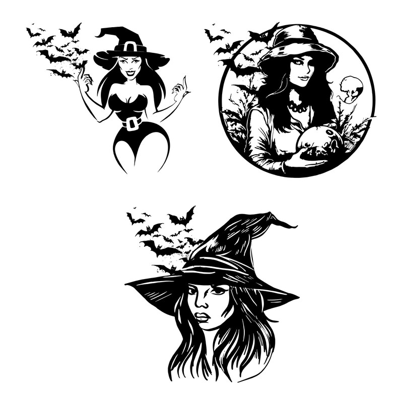 Witch Svg Bundle, Halloween Clipart, Halloween Witch Vector, Witch ...