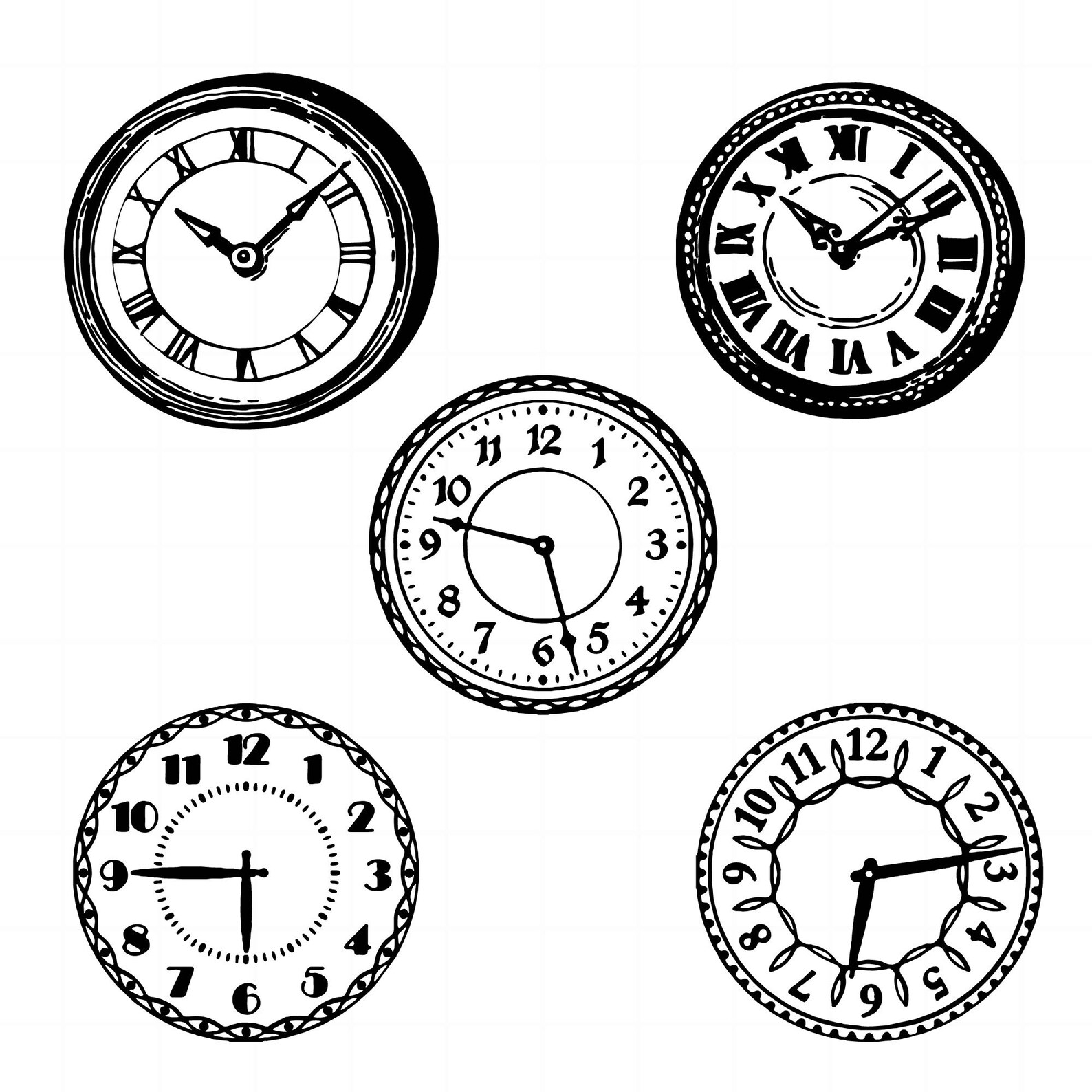 Clock Face Svg Bundle, Clock Face Clipart for Cricut, Clock Silhouette ...