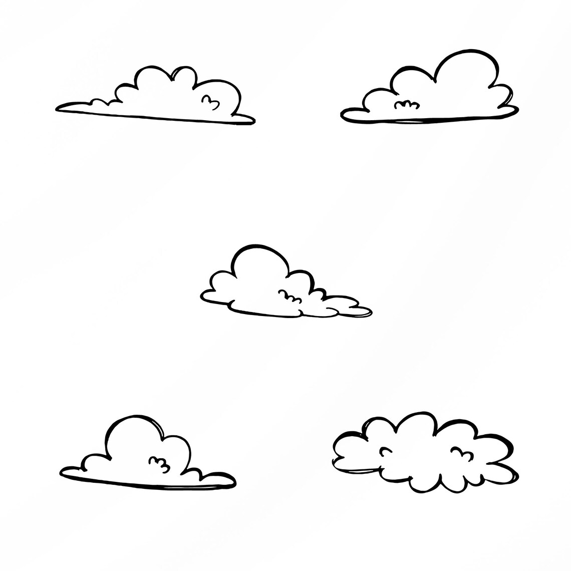 Clouds Svg Bundle Clipart Cricut Clouds Silhouette Fluffy Clouds Vector ...