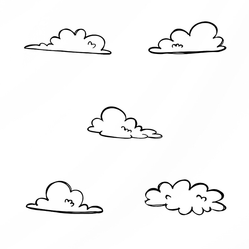 Clouds Svg Bundle Clipart Cricut Clouds Silhouette Fluffy Clouds Vector ...