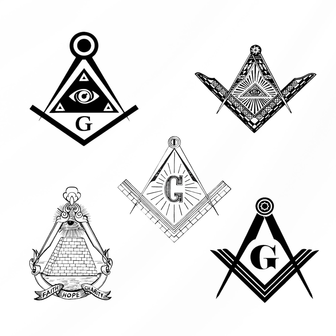 Masonic Symbol Svg Bundle, Mason Clipart for Cricut, Masonic Symbol ...