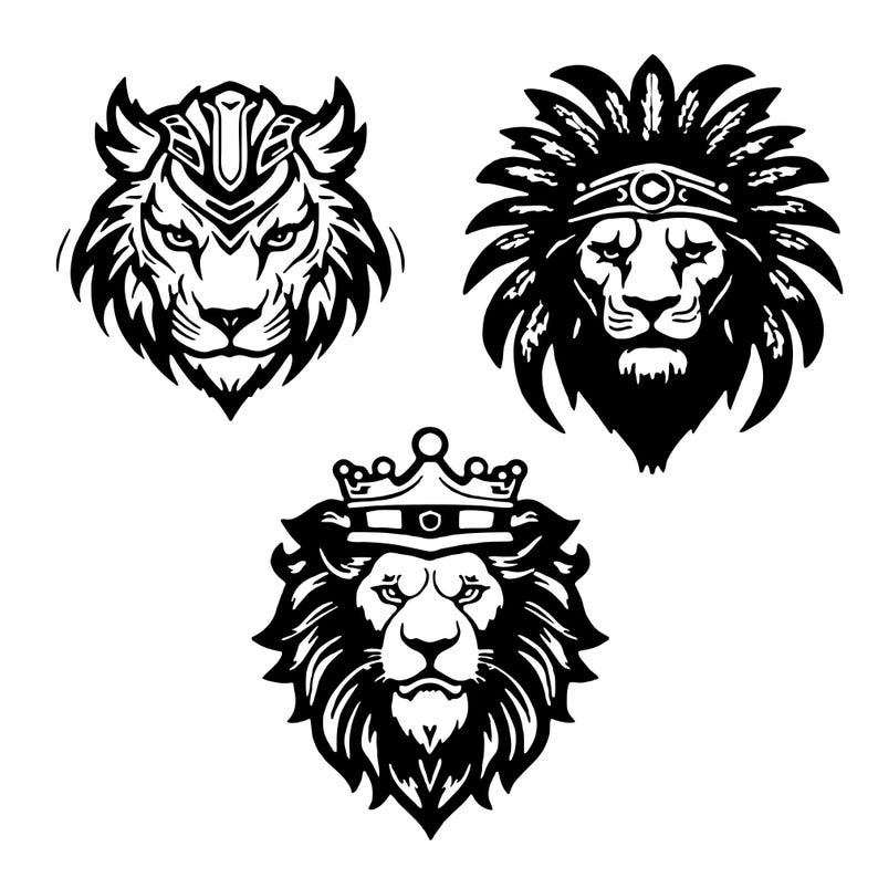 Lion Svg Bundle, Lion Head Clipart, Lion Vector, Lion King Decal, Lion ...