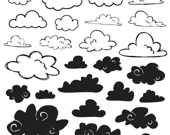 Clouds Svg Bundle Clipart Cricut Clouds Silhouette Fluffy Clouds Vector ...