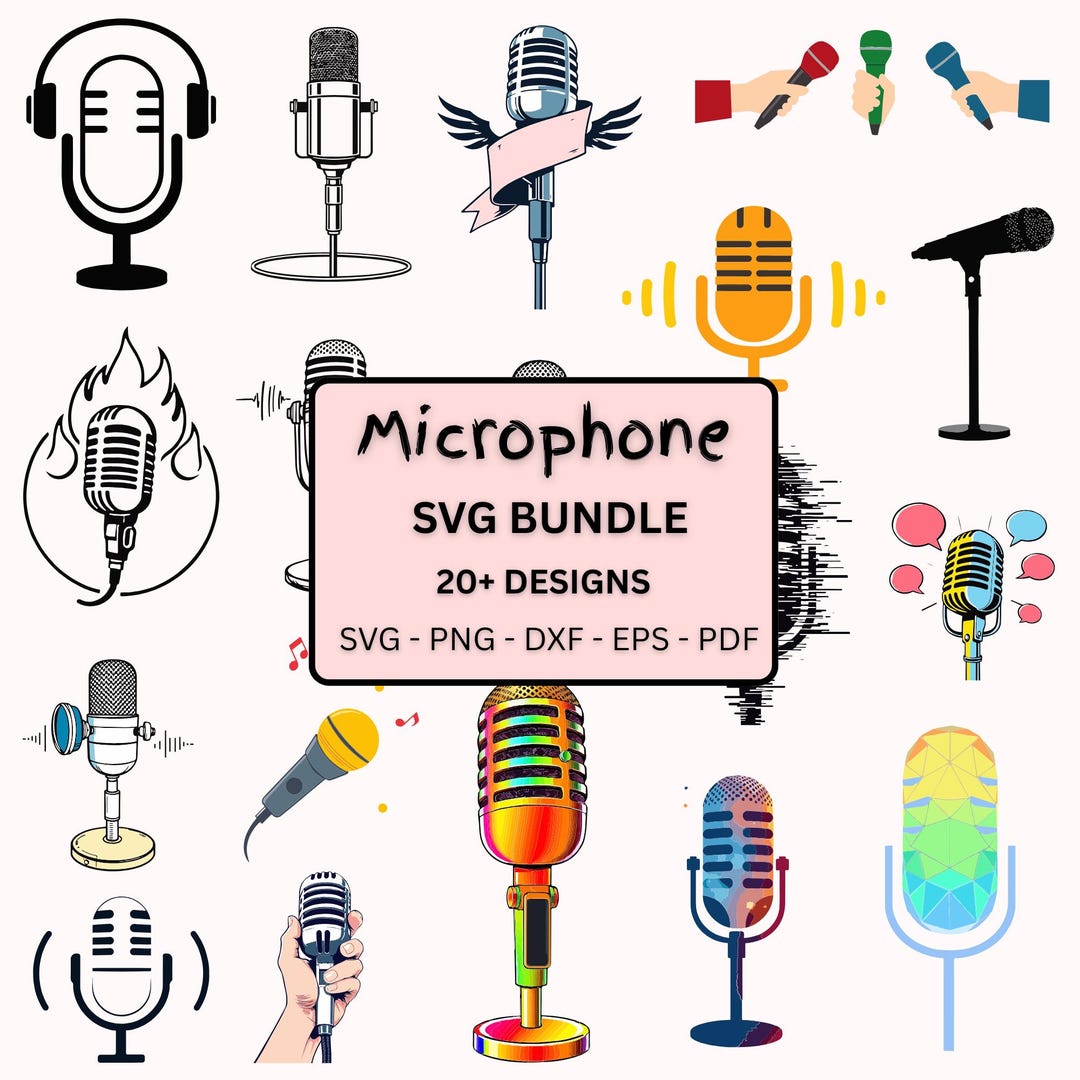 Vintage Microphone Svg Bundle, Microphone Png, Vintage Microphone ...