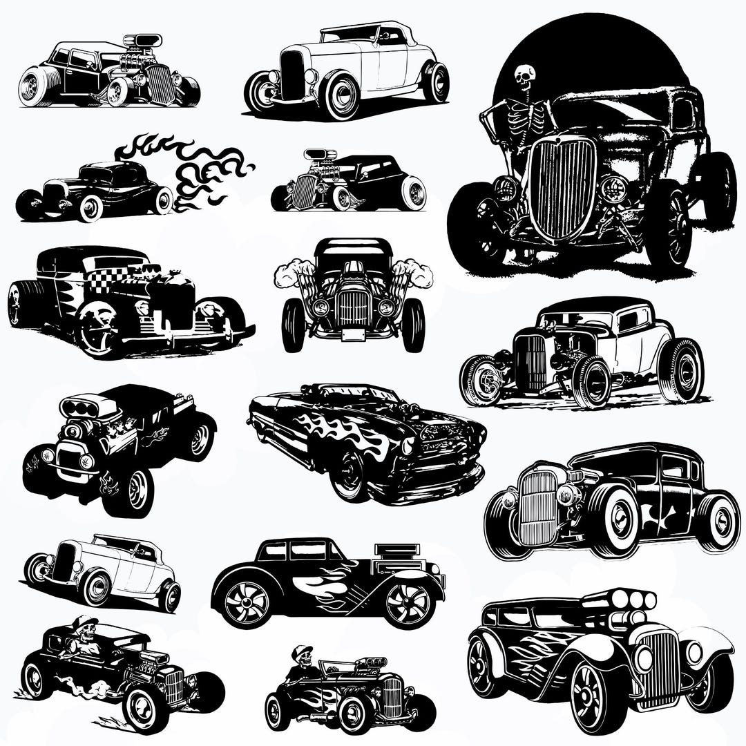 Hot Rod Svg Bundle, Hot Rod Clipart, Classic Car Vector, Vintage Car ...