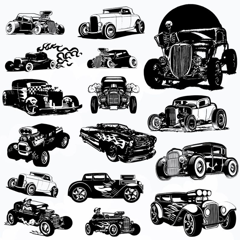 Hot Rod Svg Bundle, Hot Rod Clipart, Classic Car Vector, Vintage Car ...