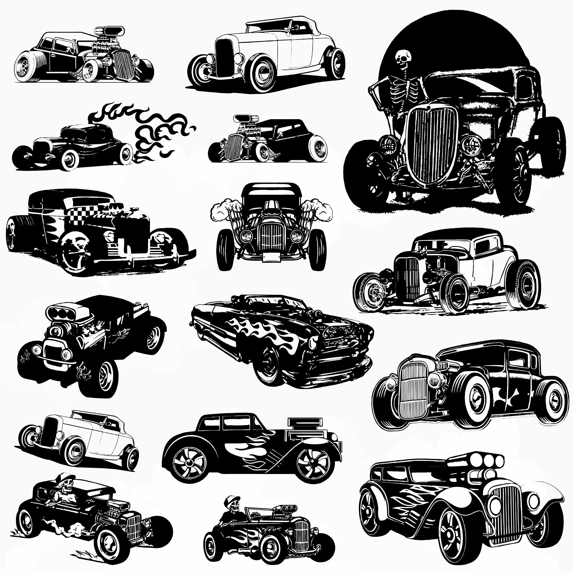 Hot Rod Svg Bundle, Hot Rod Clipart, Classic Car Vector, Vintage Car ...