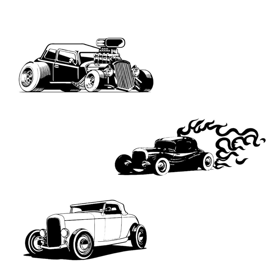 Hot Rod Svg Bundle, Hot Rod Clipart, Classic Car Vector, Vintage Car ...