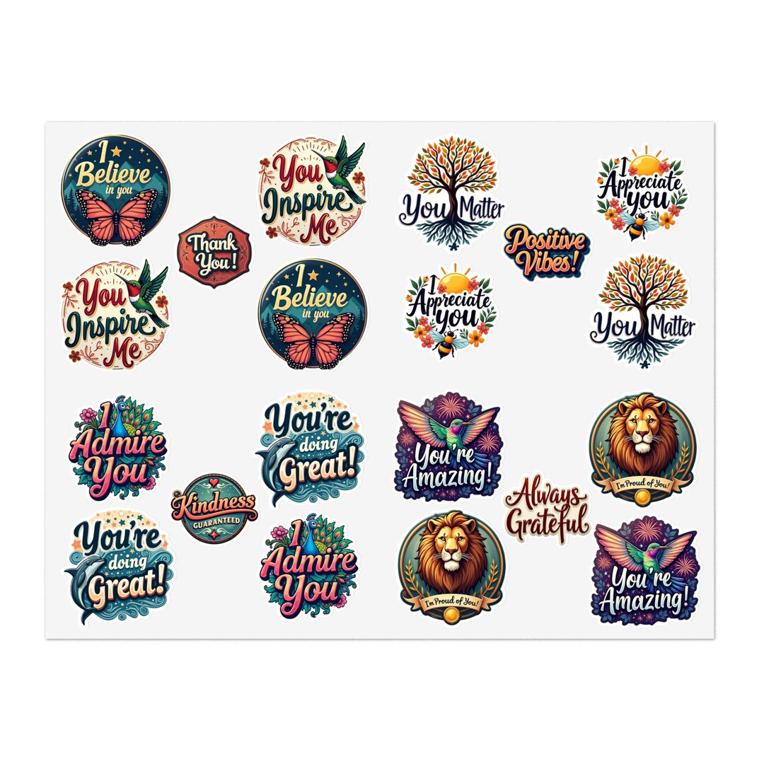 20 Stickers - Positive Inspirational Sticker Sheets for Motivation ...