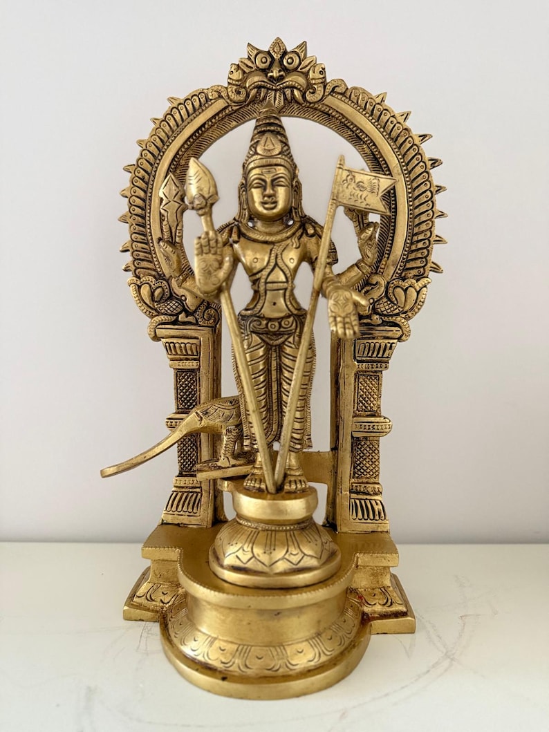 13" Brass Lord Murugan Idol – Subramanya Swamy Statue for Pooja Room ...