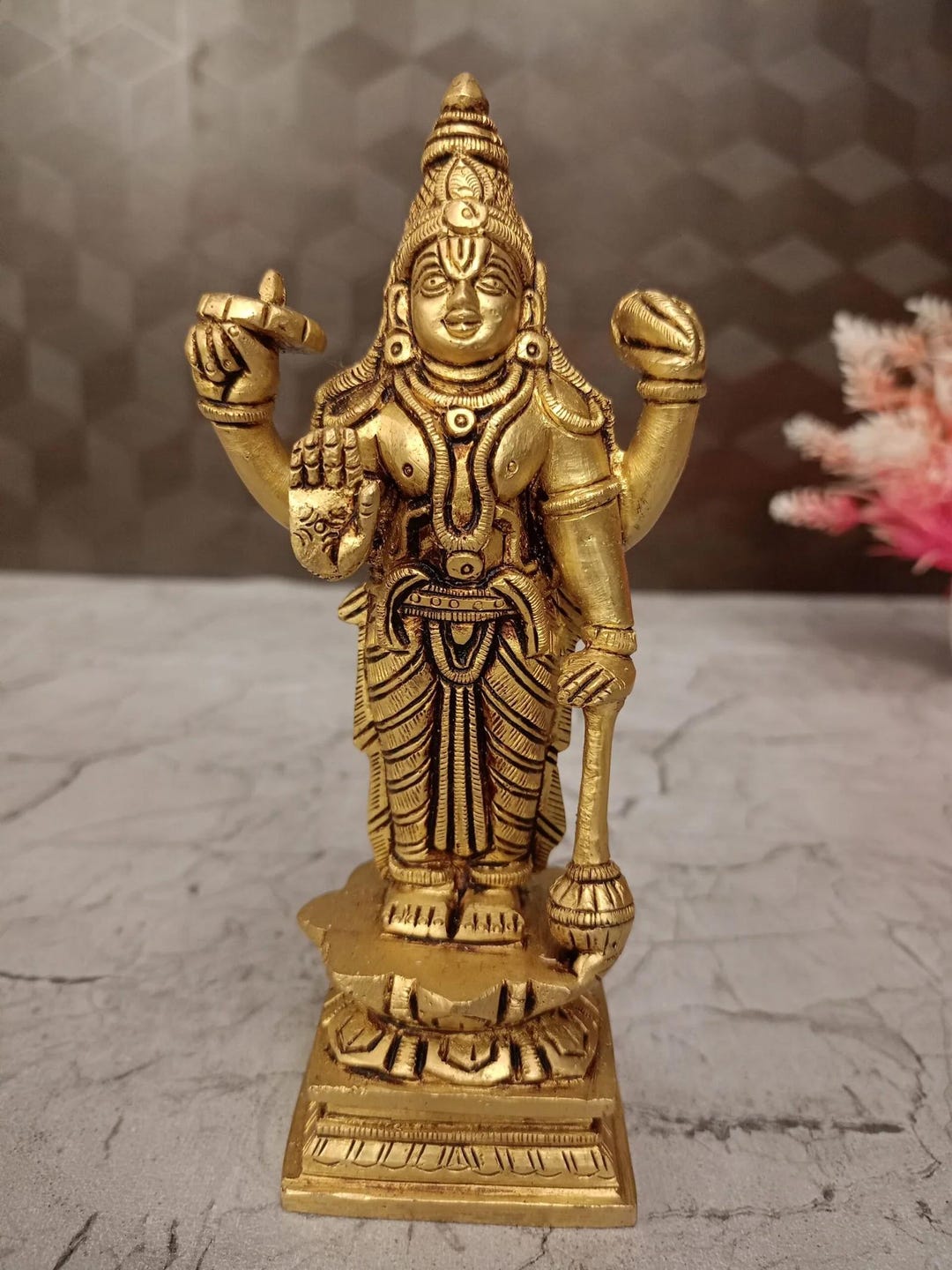 Handcrafted Brass Vishnu Statue - Divine Hindu Home Decor - Spiritual ...