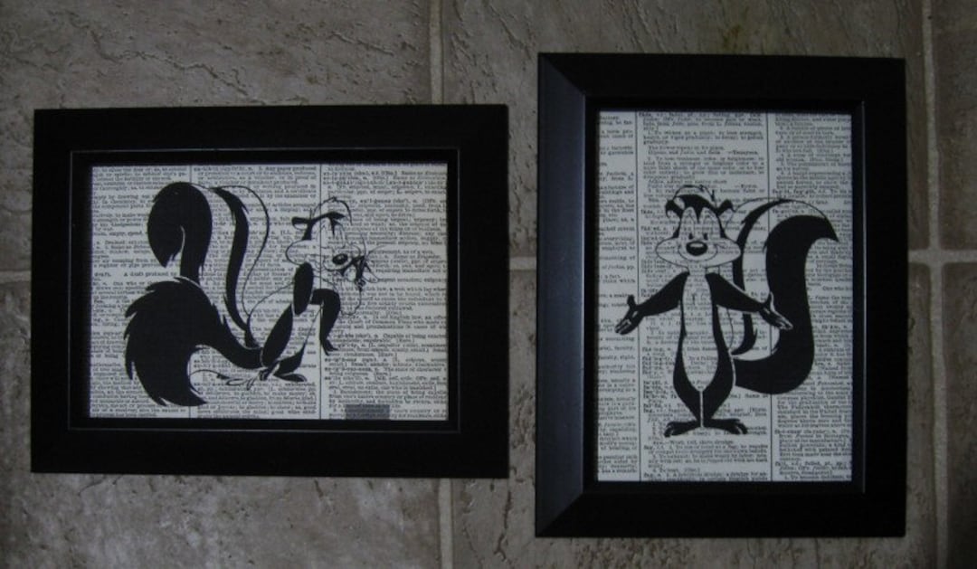 Pepe Le Pew Skunk Vintage Dictionary Page Prints - Set of Two - 5" X 7 ...